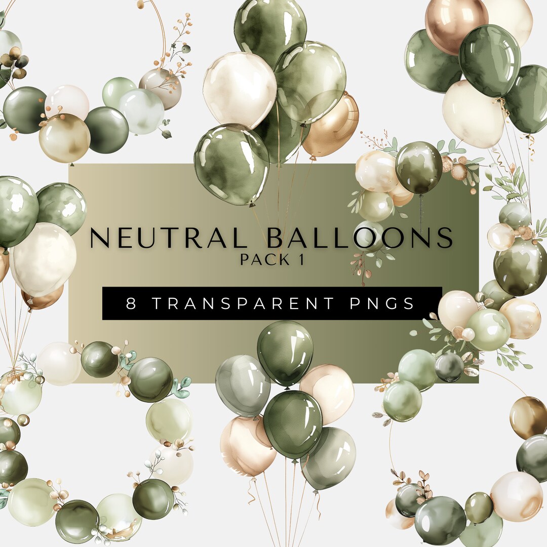 Neutral Balloons Watercolor Clipart | Balloons Png | Neutral Colours ...