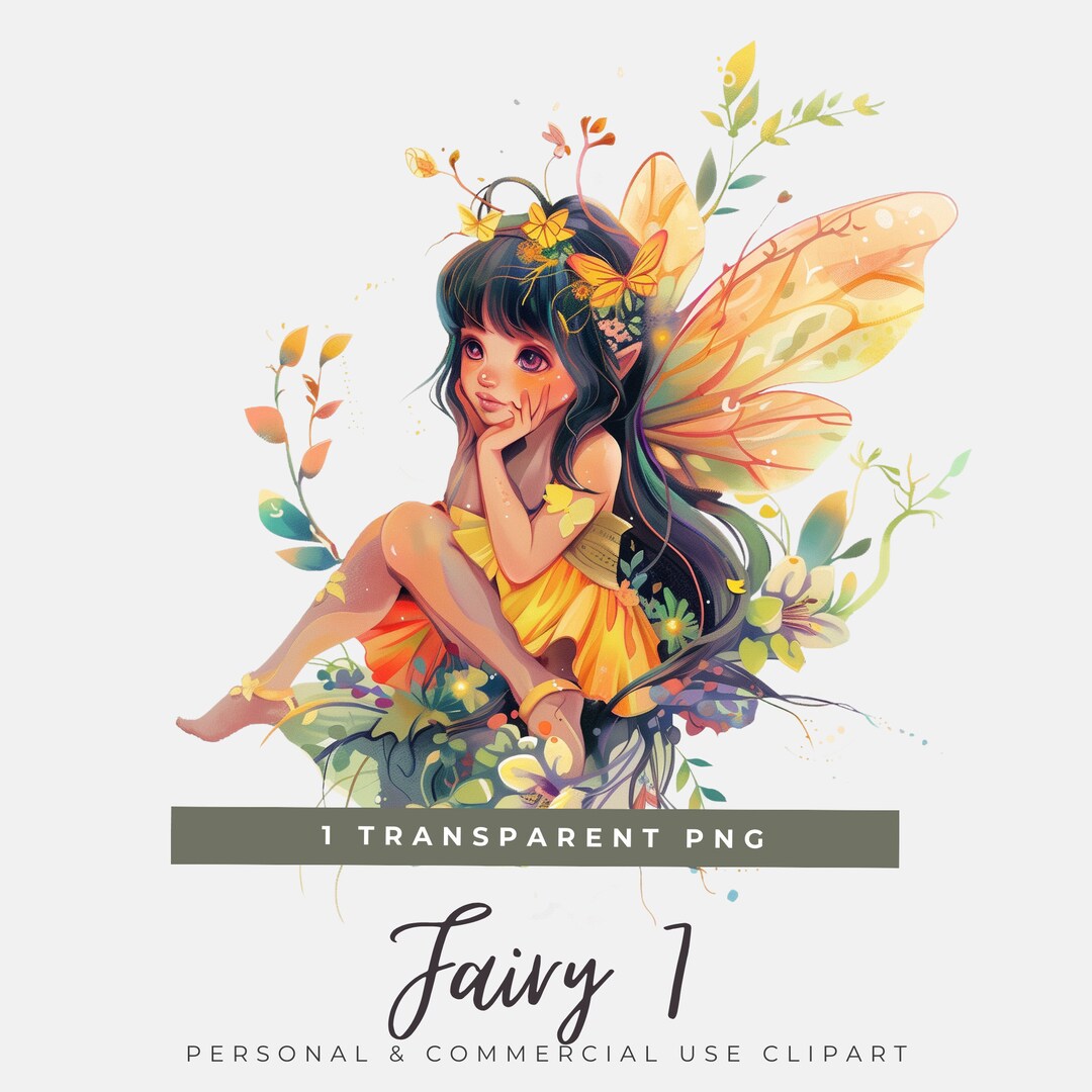 Fairies With Wings Clipart, Magical Watercolor Fairy Tale Garden Clip ...