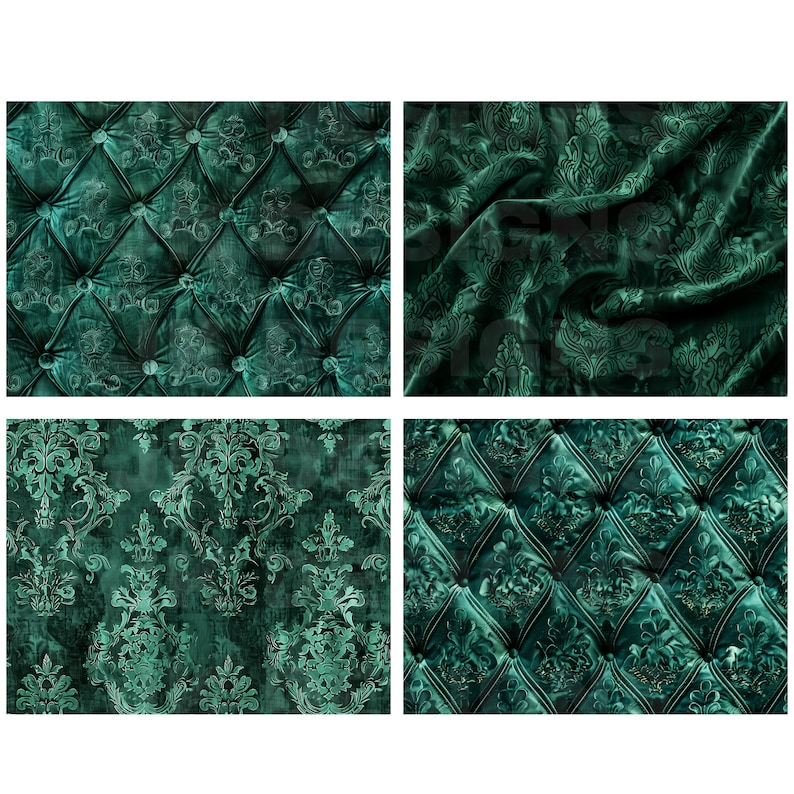 Luxury Velvet Green Seamless Digital Paper, Fabric Textures, Luxurious ...
