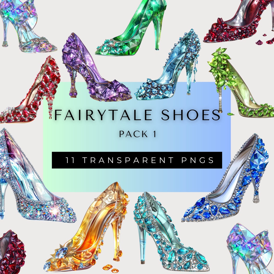 Fairytale Princess Shoes Clipart: Sparkly Slipper, Birthstone Crystal ...