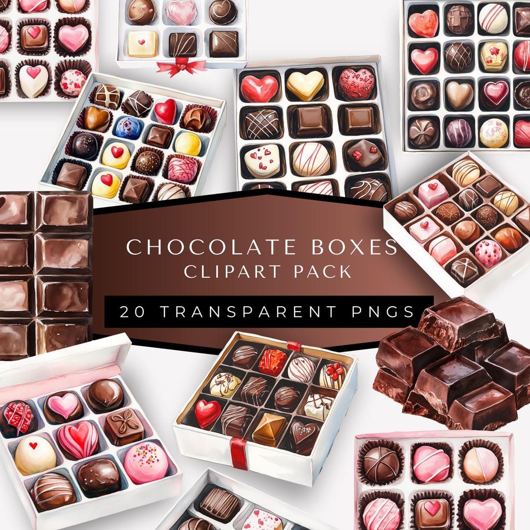 Chocolate Boxes Clipart, Valentines Day, Romantic Date Night, Food ...