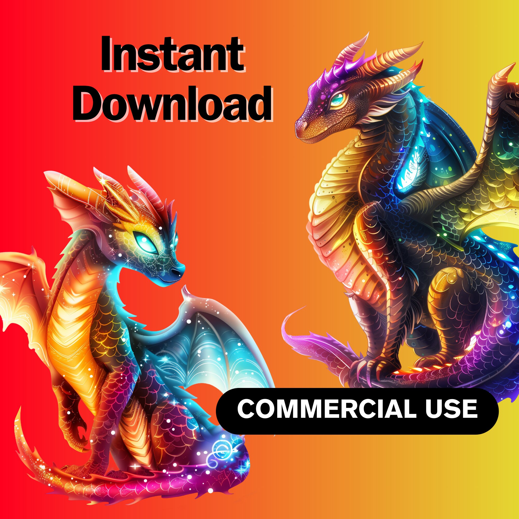 Dragons Watercolor Clipart Fantasy Dragons PNG Magical Fairytale ...