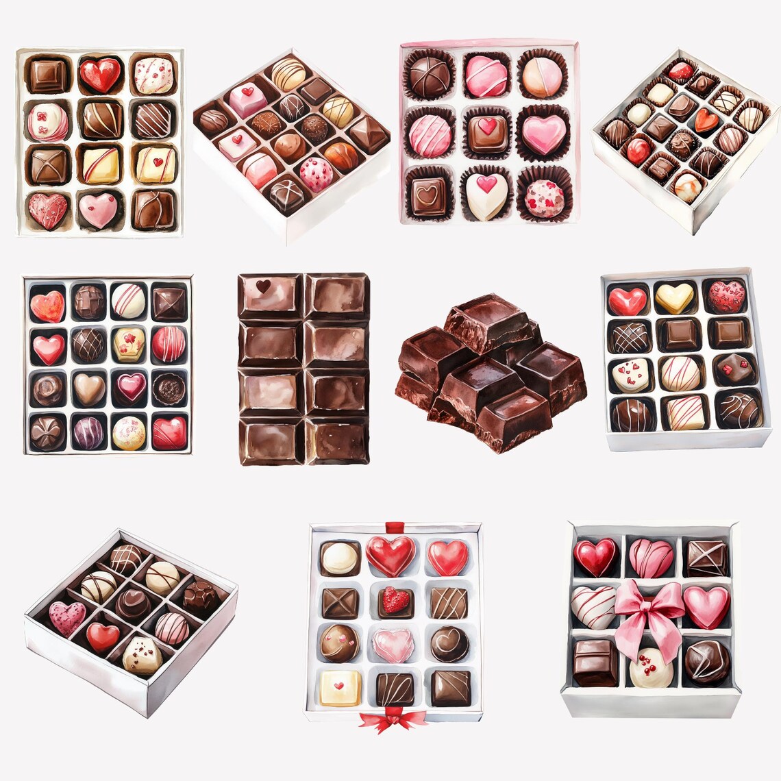 Chocolate Boxes Clipart, Valentines Day, Romantic Date Night, Food ...