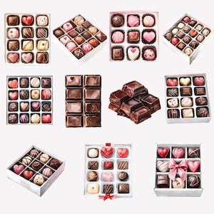 Chocolate Boxes Clipart, Valentines Day, Romantic Date Night, Food ...