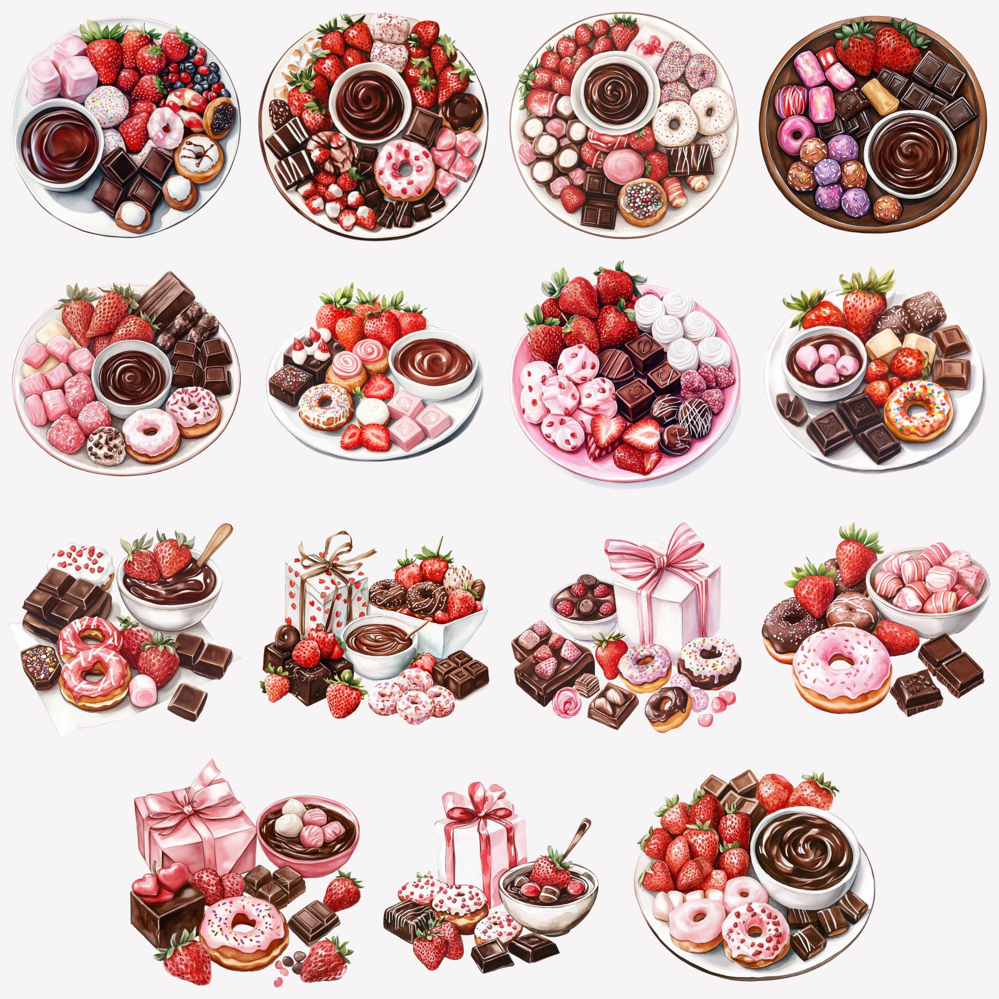 Valentines Day Dessert Platter Clipart, Sweet Treats Gifts, Chocolate ...