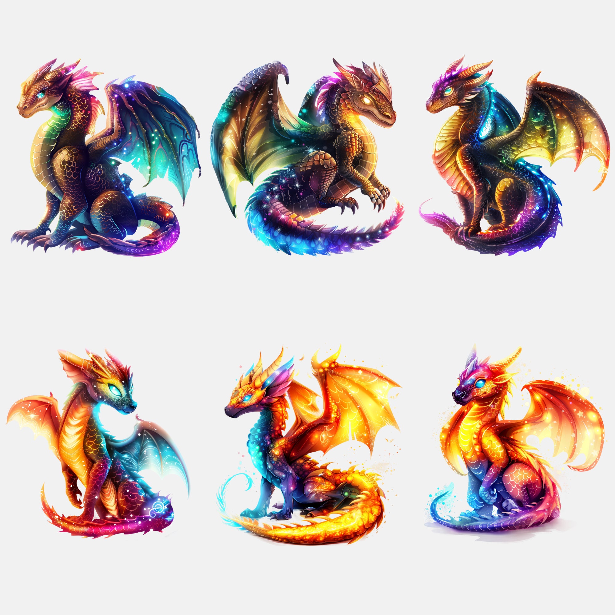 Dragons Watercolor Clipart Fantasy Dragons PNG Magical Fairytale ...