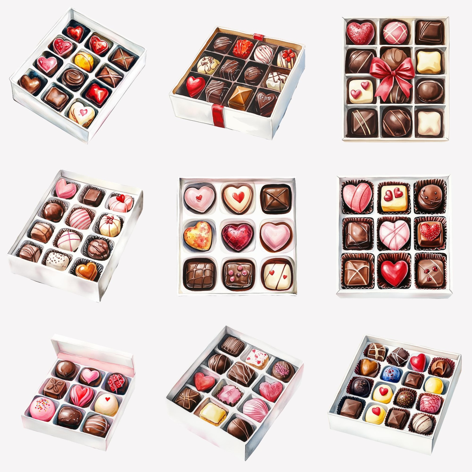 Chocolate Boxes Clipart, Valentines Day, Romantic Date Night, Food ...