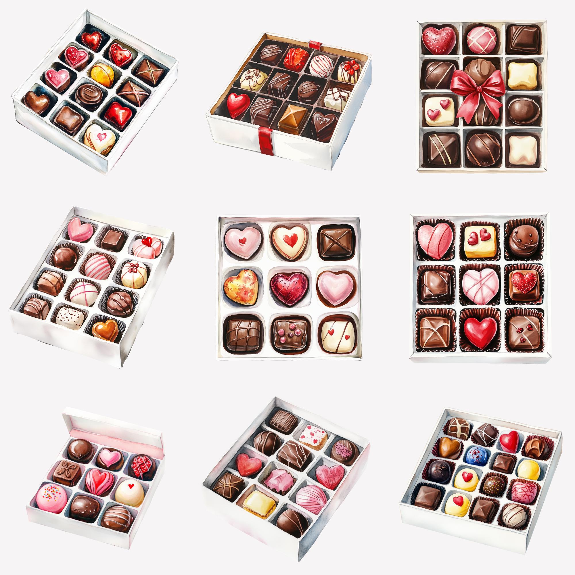 Chocolate Boxes Clipart, Valentines Day, Romantic Date Night, Food ...