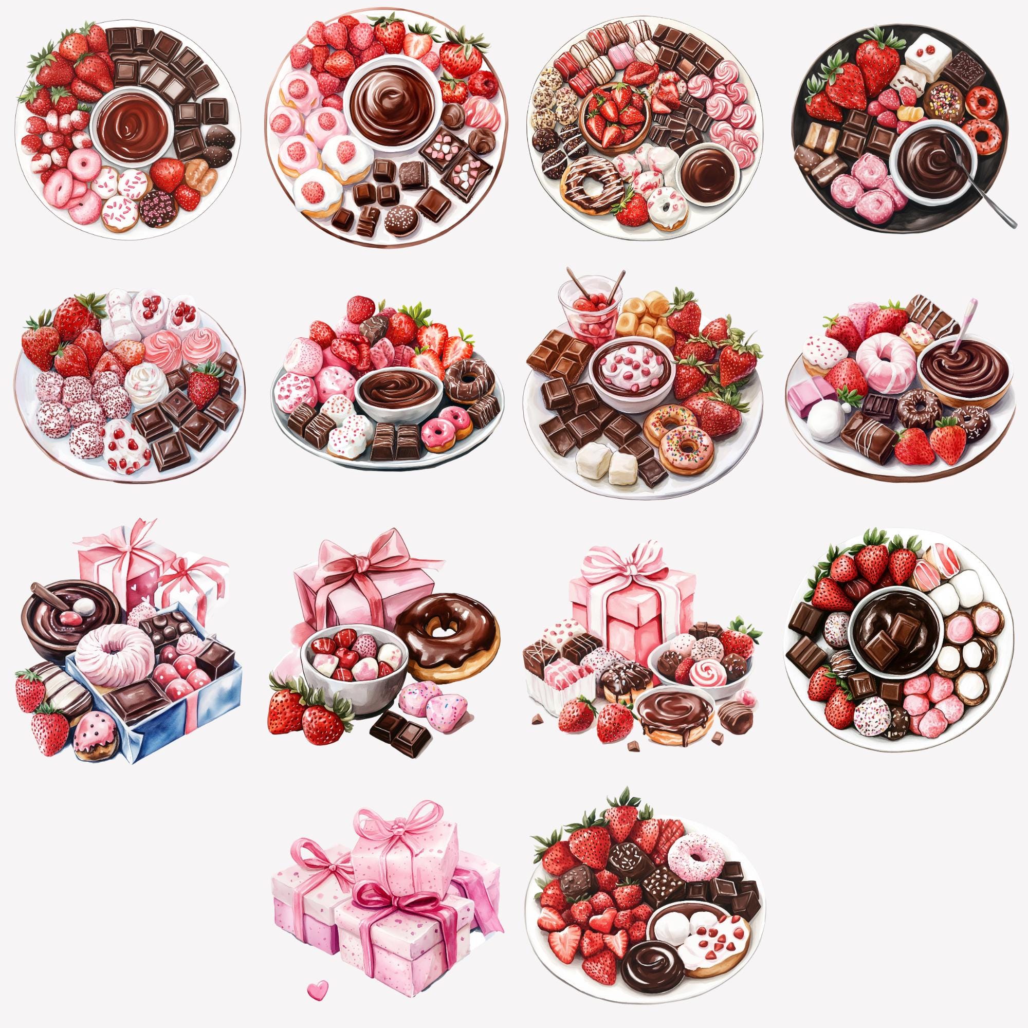 Valentines Day Dessert Platter Clipart, Sweet Treats Gifts, Chocolate ...