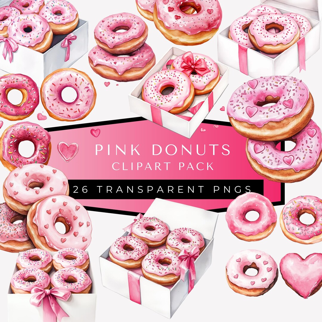 Cute Donut Clipart Bundle, Bakery Art for Invitations, Digital Download ...