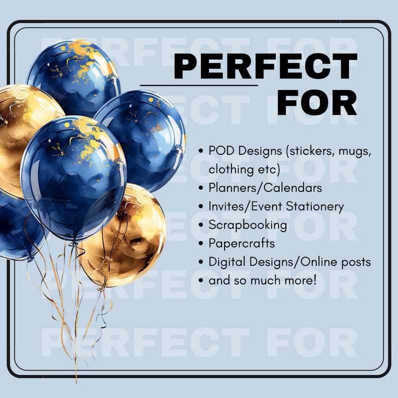 Blue Sapphire and Gold Balloons Clipart, Balloons Png, Party, Birthday ...