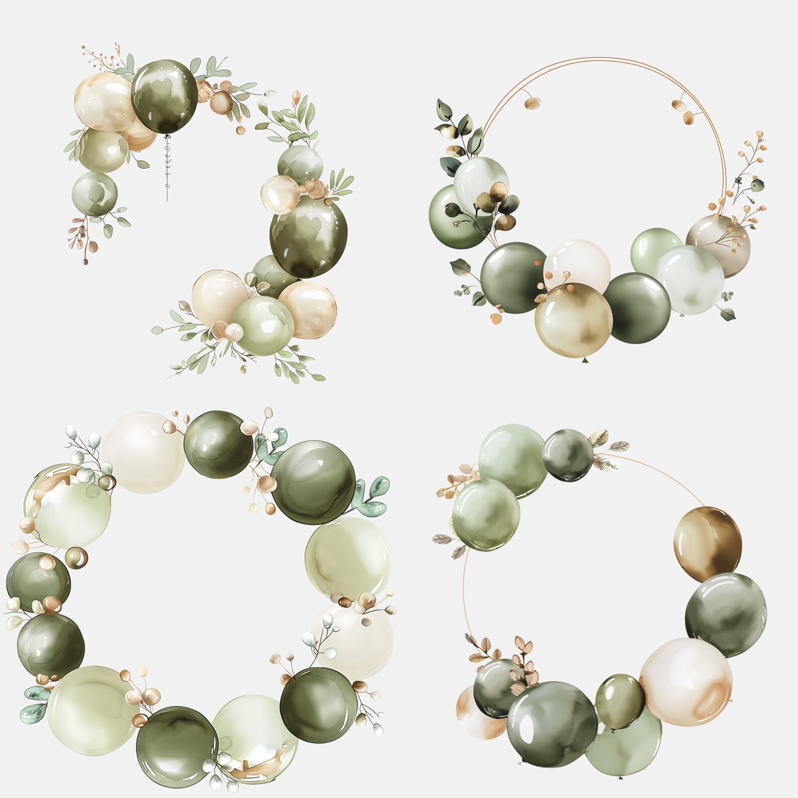 Neutral Balloons Watercolor Clipart | Balloons Png | Neutral Colours ...