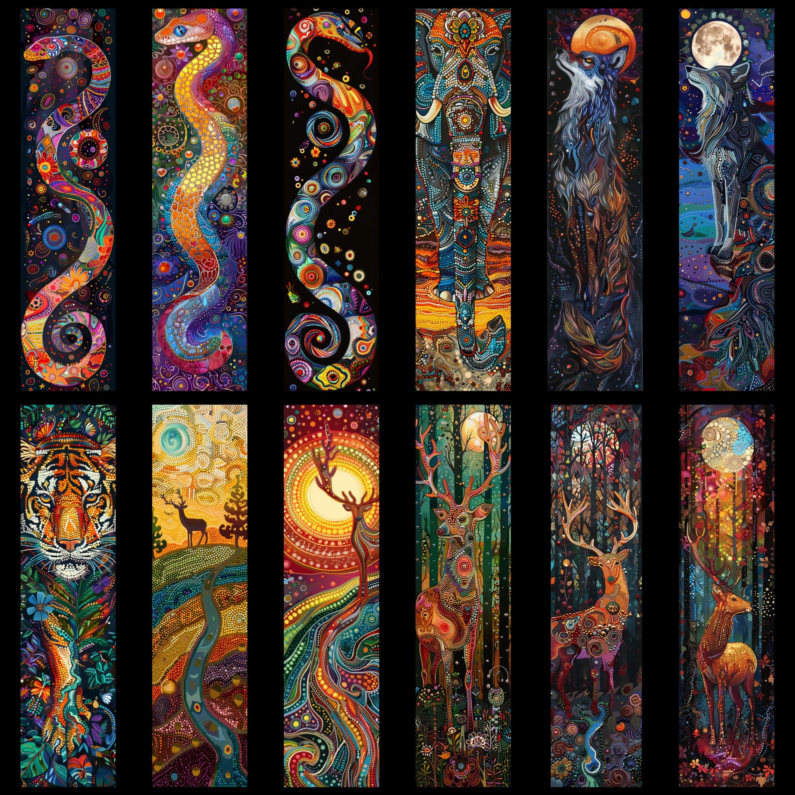 Animal Bookmark Prints, Beaded Designs, Print at Home, Digital Art ...