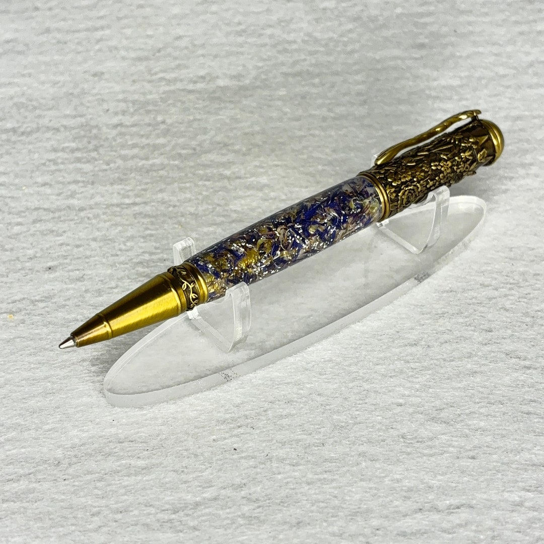 Hand Turned Botanical Pen From Homemade Acrylic With Embedded Flowers ...
