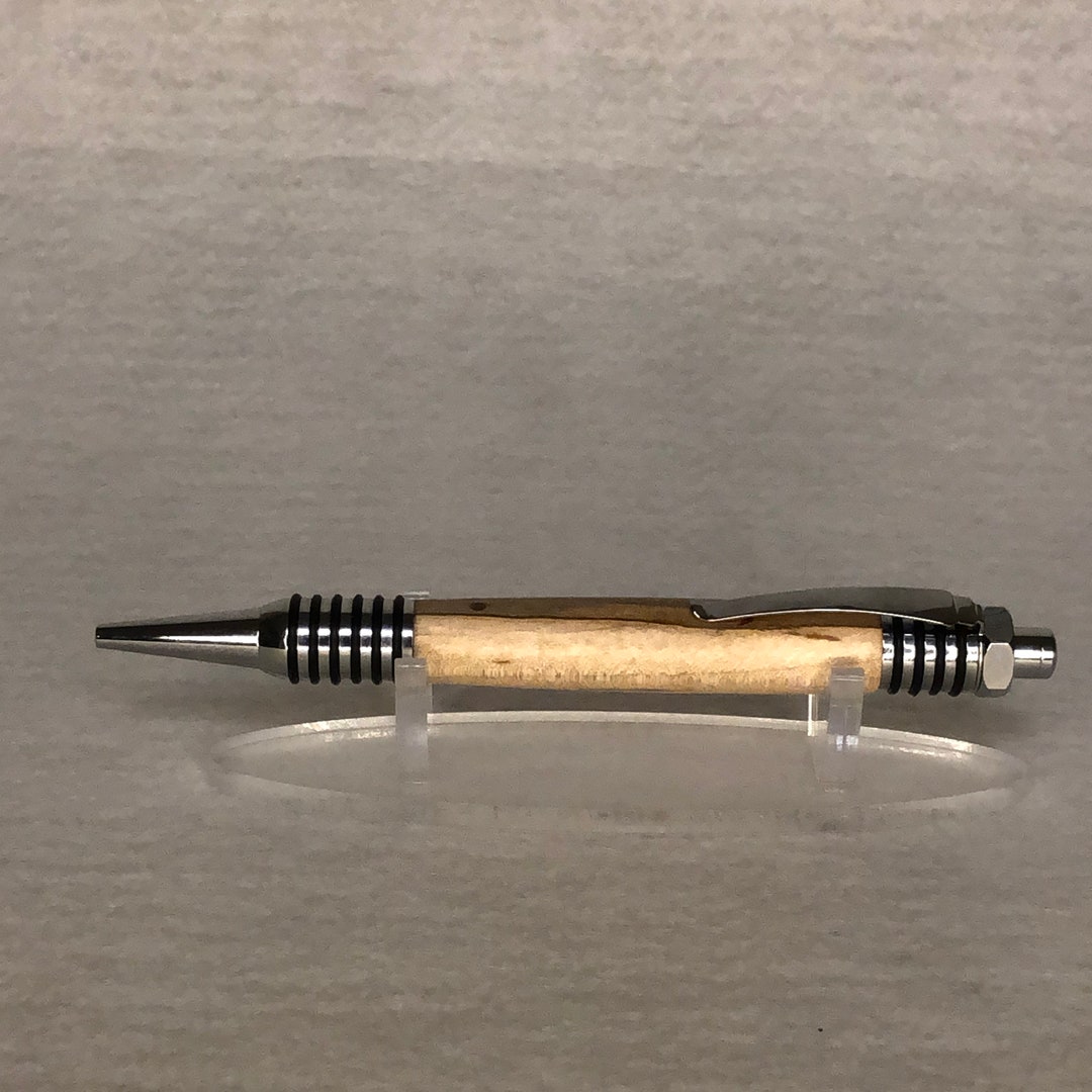 Spartan Style Pen in Chrome Hand Turned From Ambrosia Maple. - Etsy