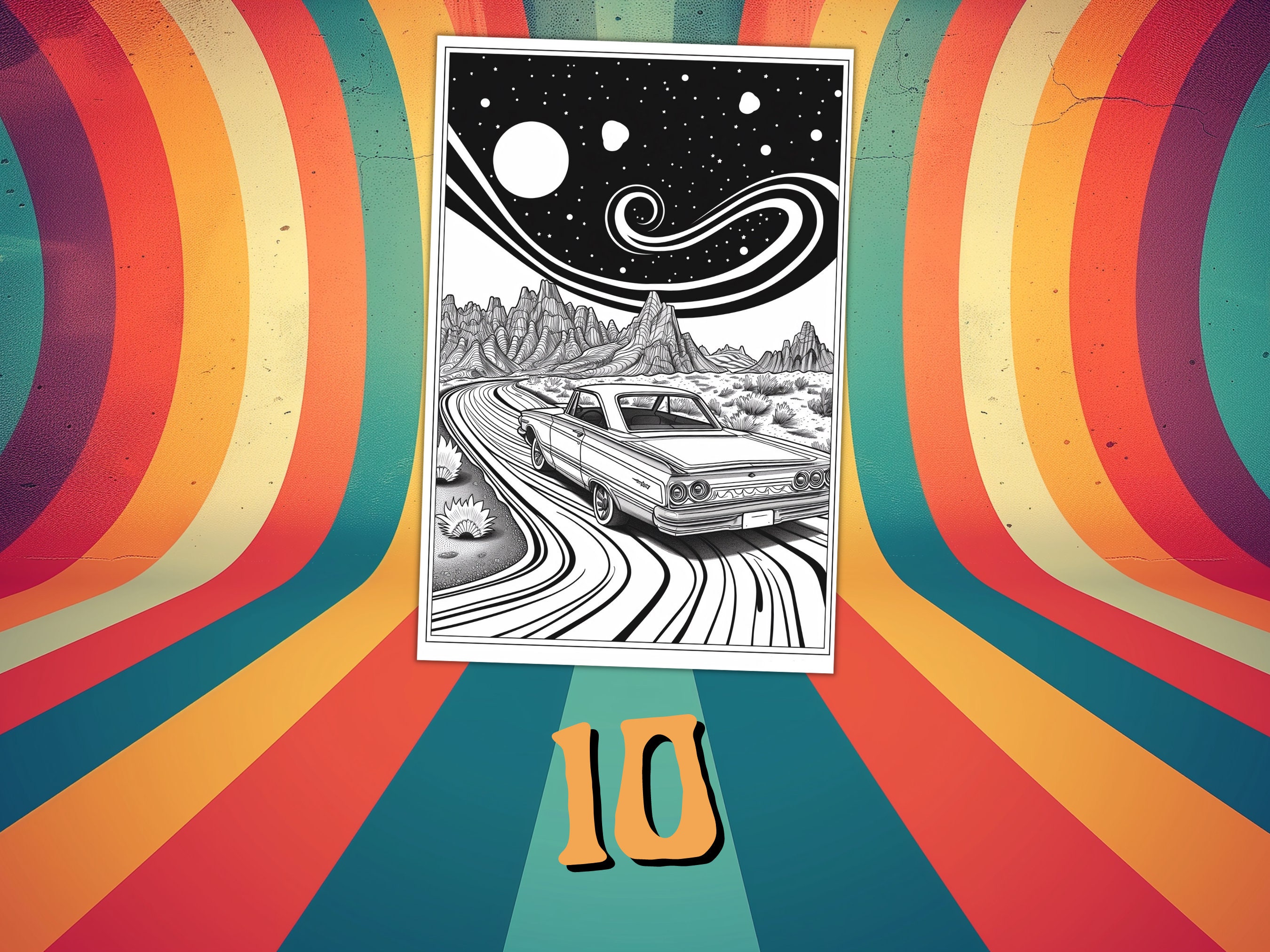 1970s Retro Coloring Pages/sheets, Kids/teens/adults Instant Download ...