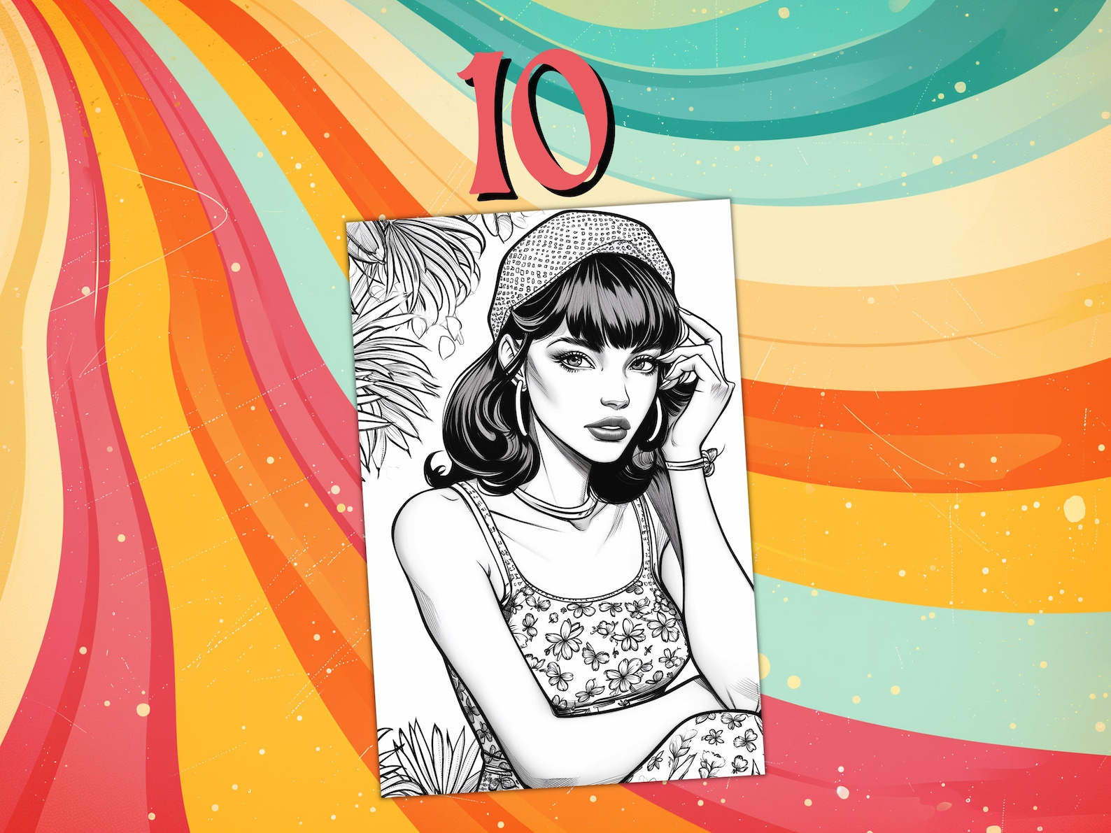 1960s Retro Coloring Pages/sheets, Kids/teens/adults Instant Download ...