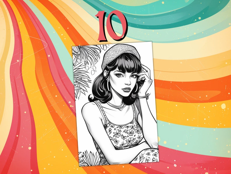 1960s Retro Coloring Pages/sheets, Kids/teens/adults Instant Download ...