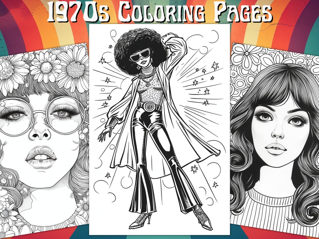 1970s Retro Coloring Pages/sheets, Kids/teens/adults Instant Download ...