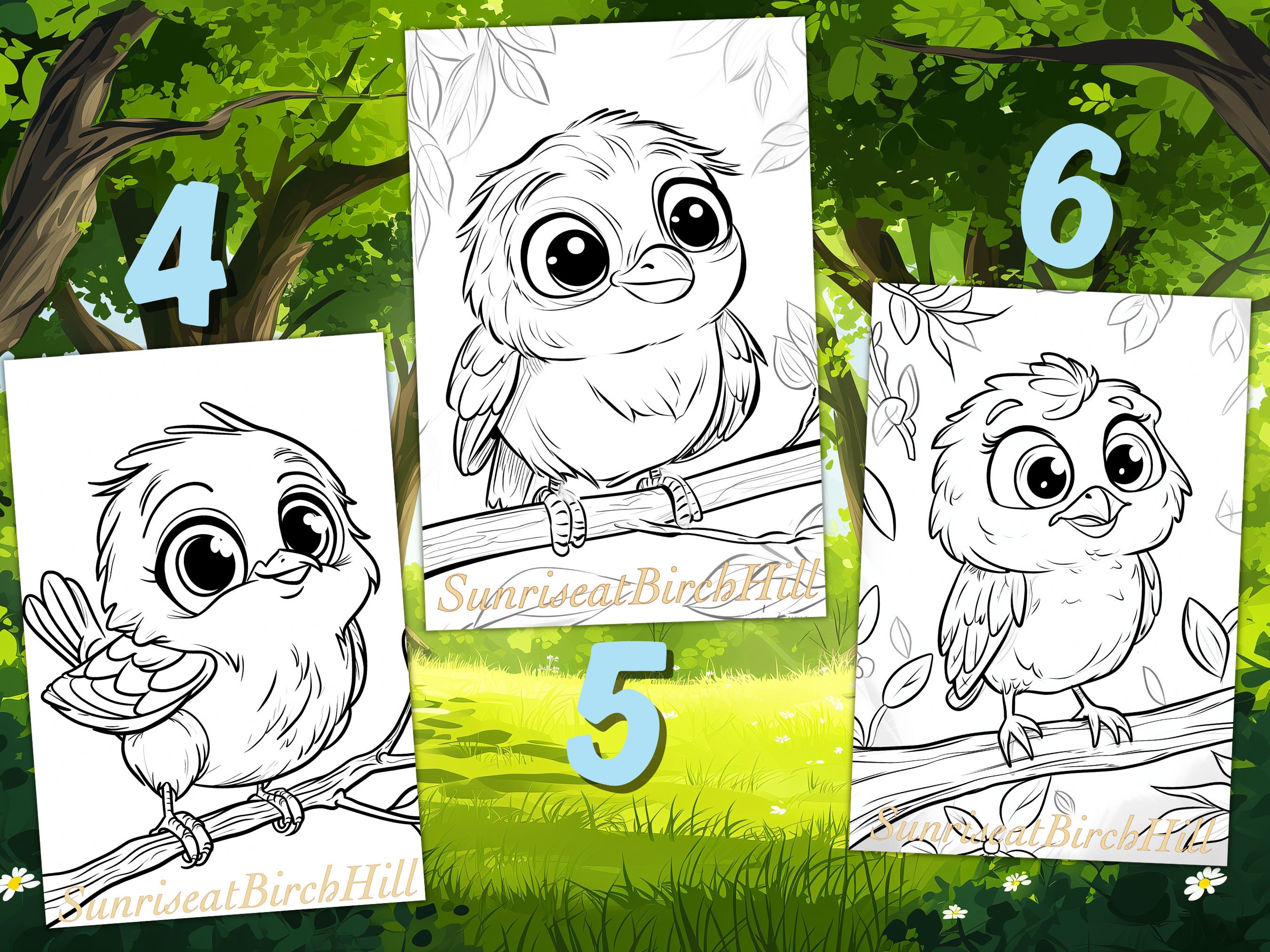 10 Baby Bird Coloring Page Kids Book Children Coloring Sheets of Cute ...