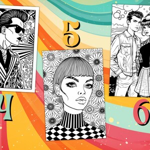 1960s Retro Coloring Pages/sheets, Kids/teens/adults Instant Download ...