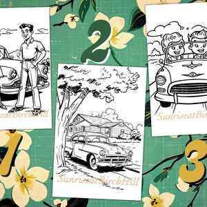 1950s Retro Coloring Pages/sheets, Kids/teens/adults Instant Download ...
