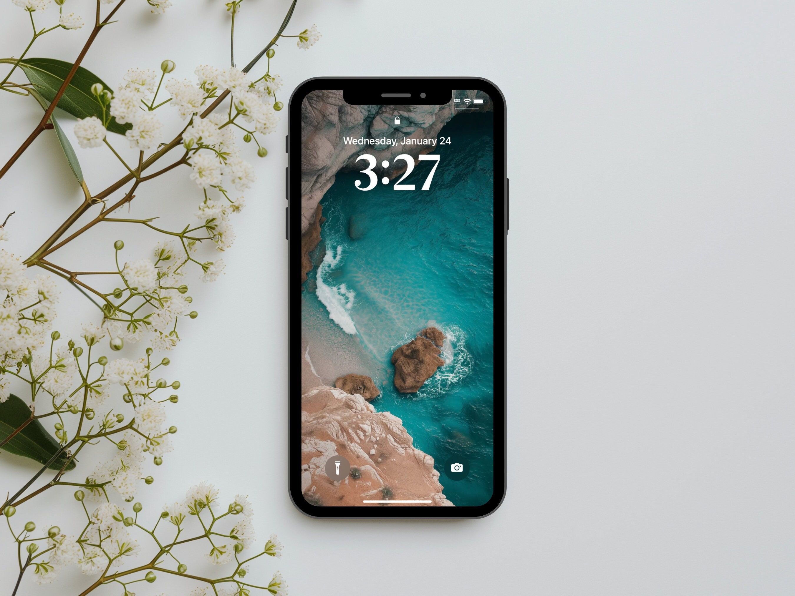 Ocean Cove Phone Wallpaper Instant Download PNG, Aesthetic, Beachcore ...