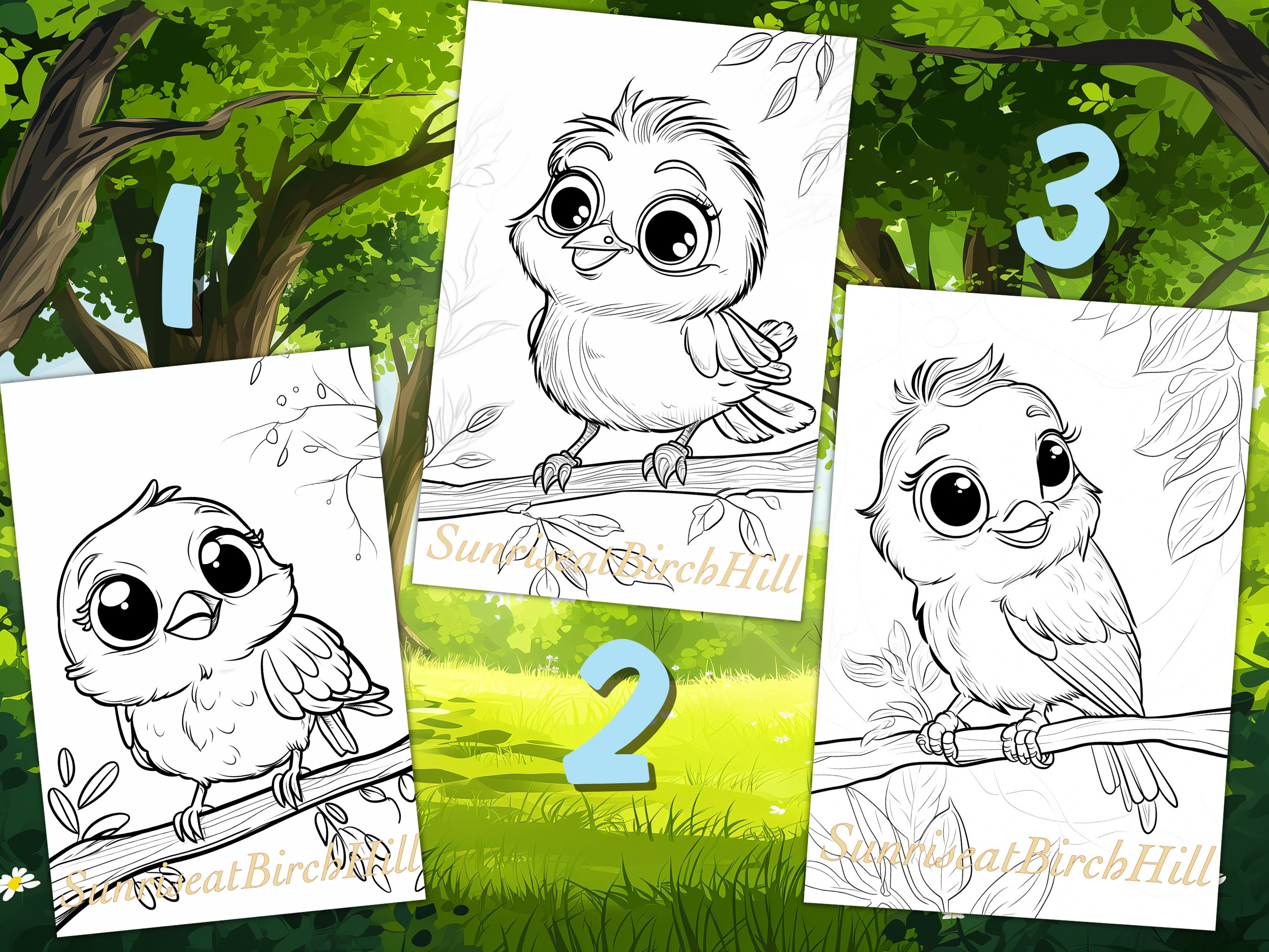 10 Baby Bird Coloring Page Kids Book Children Coloring Sheets of Cute ...