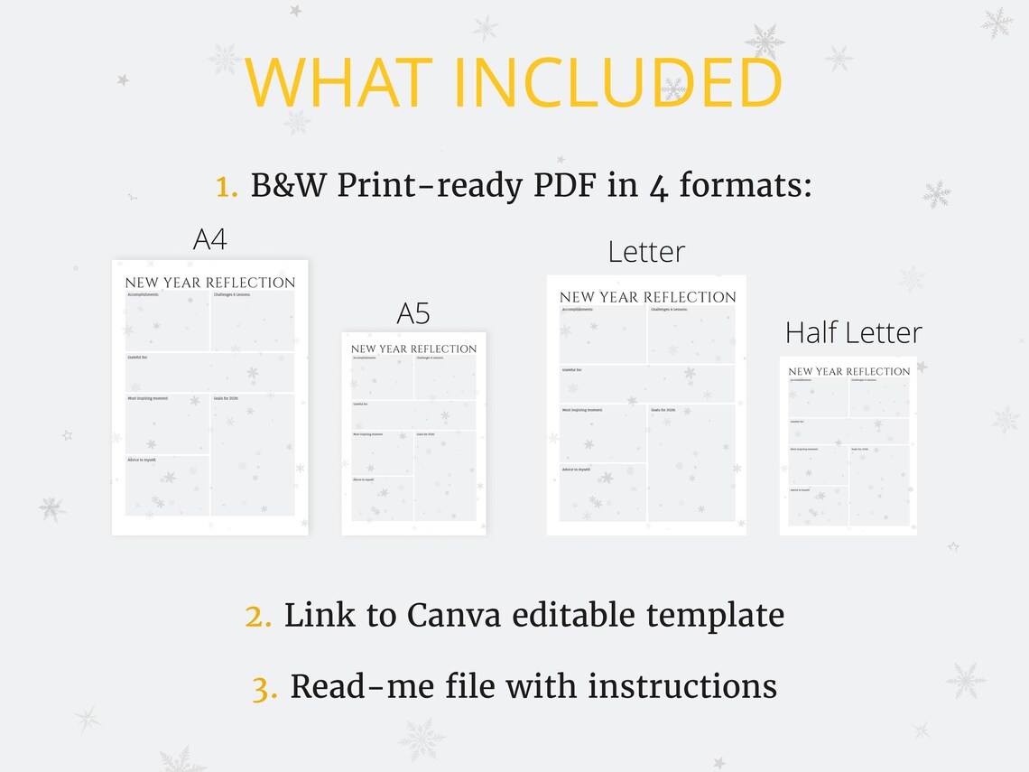 New Year Reflection Journal | Printable Goal Setting Worksheet (PDF) - Etsy