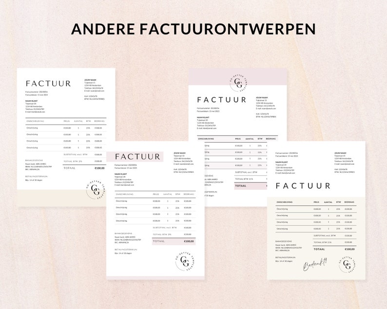 Factuur Template Canva Dutch Invoice Template for Creators Creatives ...