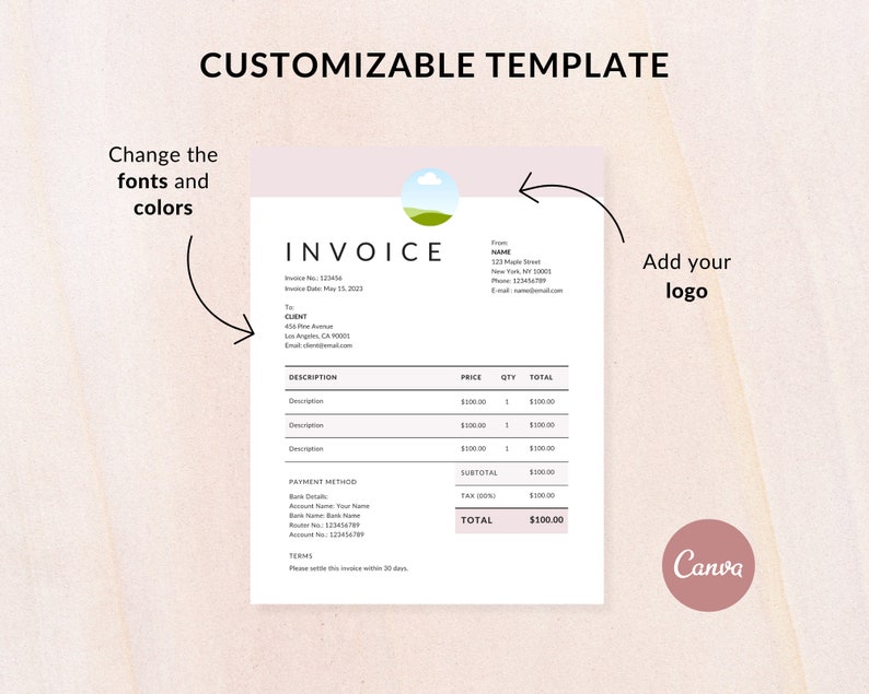 Easy Invoice Template Canva UGC Creator Invoice General Contractor ...