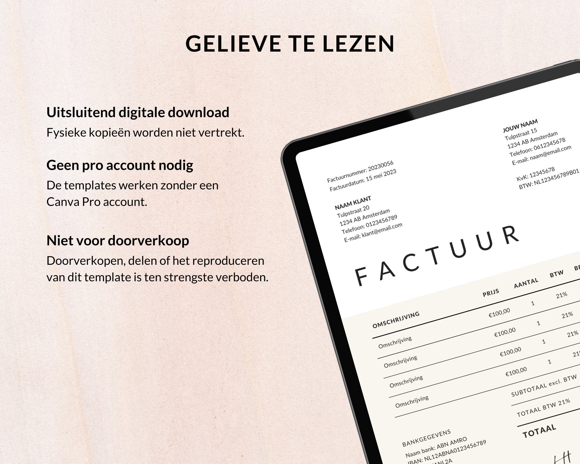 Factuur Template Canva Dutch Invoice Template for Creators Creatives ...