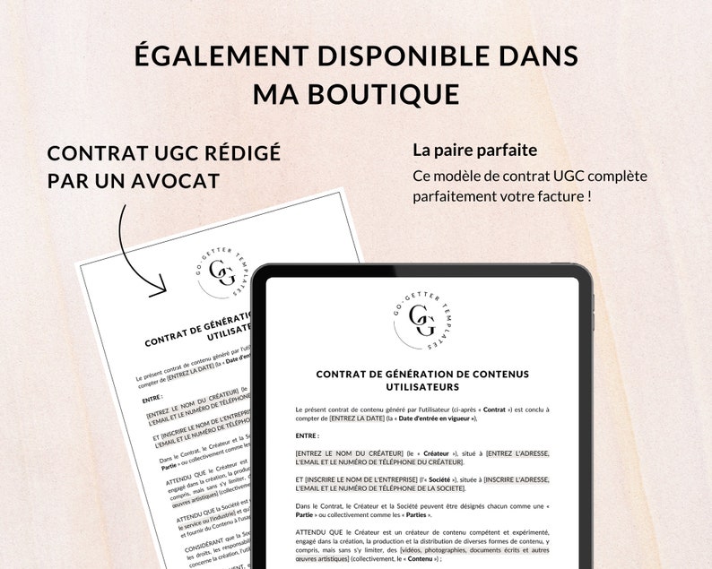 Modèle De Facture Canva French Creator Invoice Template Canada UGC ...