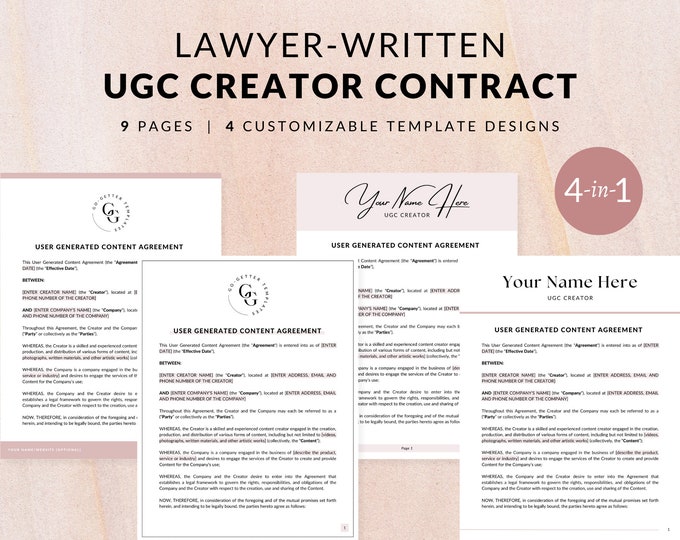 UGC Contract Attorney Reviewed UGC Contract Template Lawyer Written UGC ...