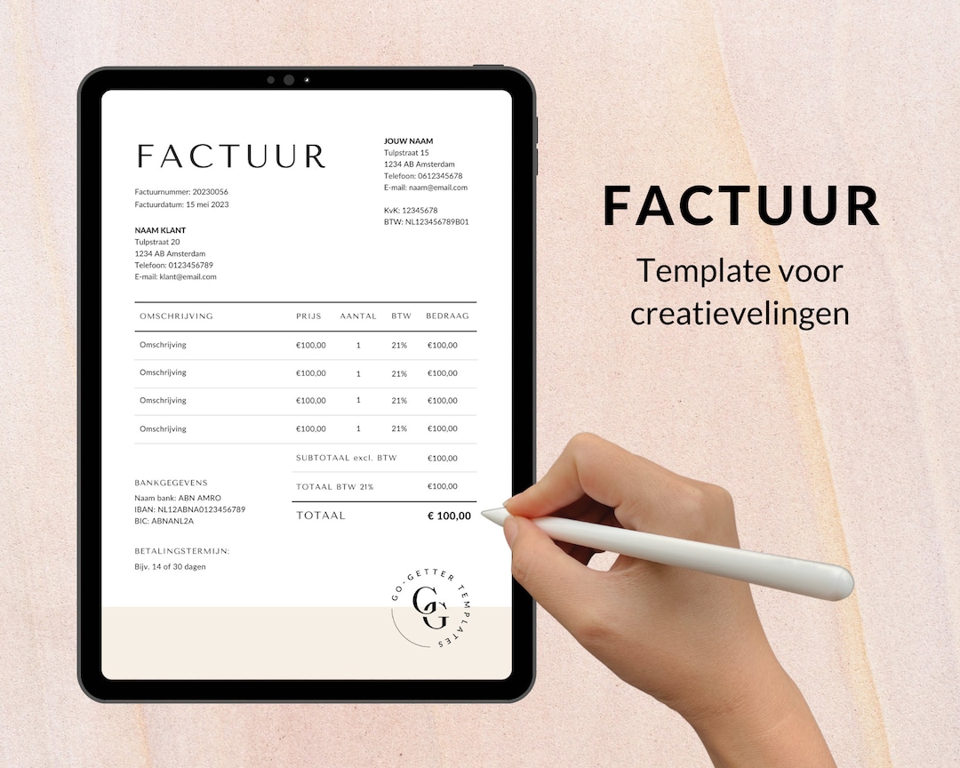 Factuur Template Canva Dutch Invoice Template for Creators Creatives ...