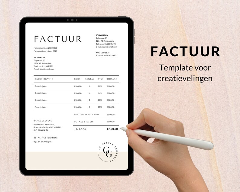 Factuur Template Canva Dutch Invoice Template for Creators - Etsy
