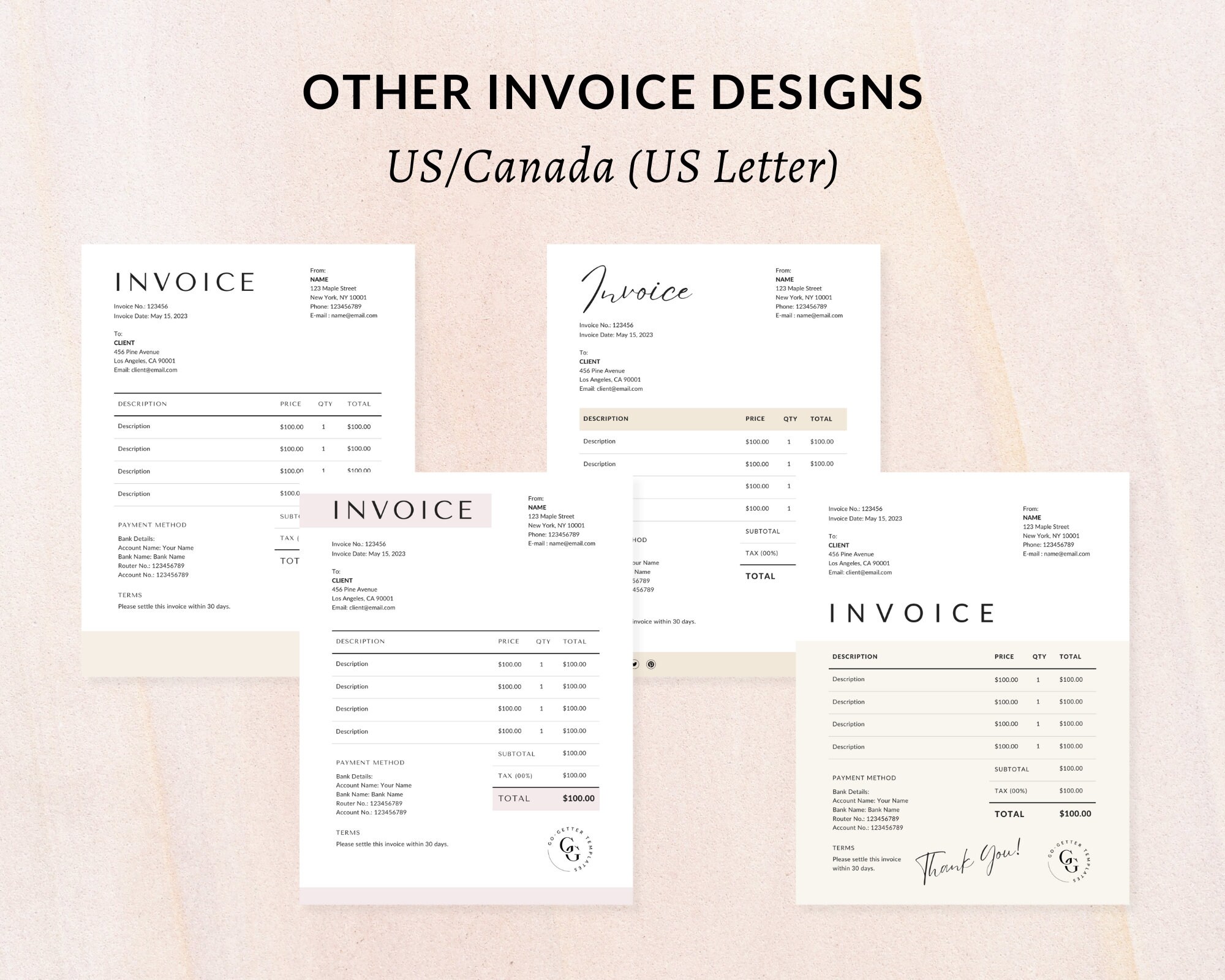 Easy Invoice Template Canva UGC Creator Invoice General Contractor ...