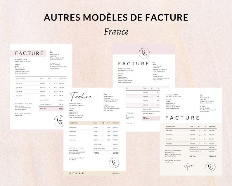 Modèle De Facture Canva French Creator Invoice Template Canada UGC ...