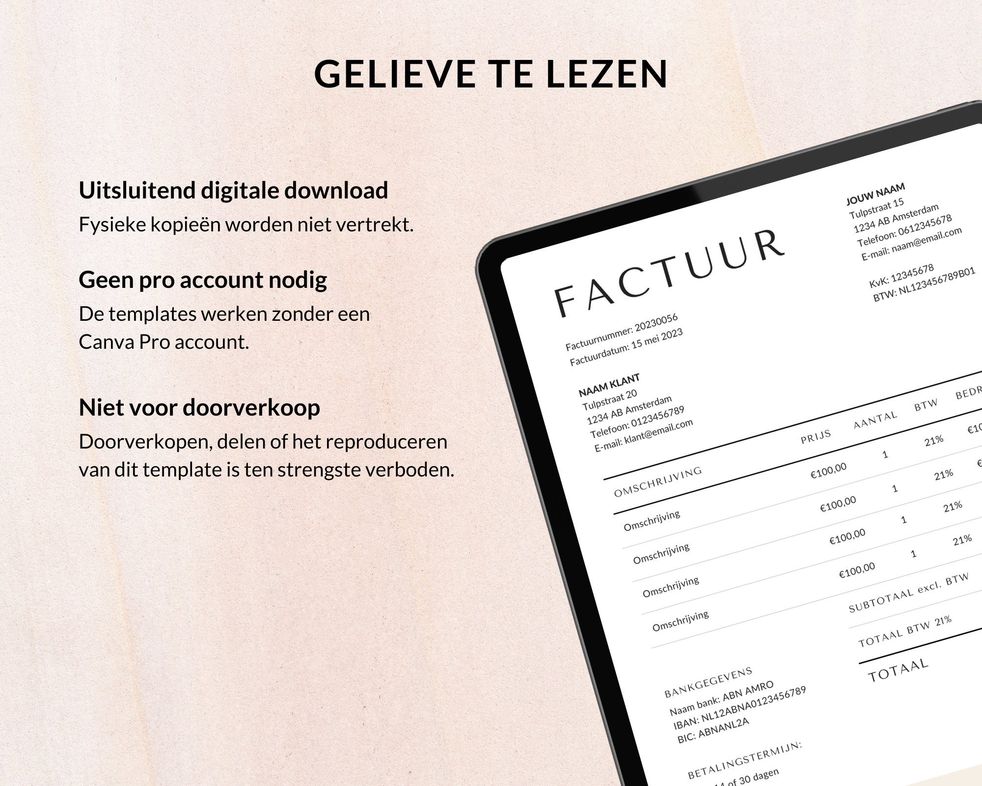 Factuur Template Canva Dutch Invoice Template for Creators Creatives ...
