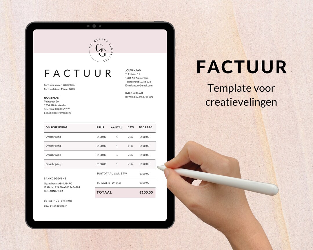 Factuur Template Canva Dutch Invoice Template for Creators Creatives ...