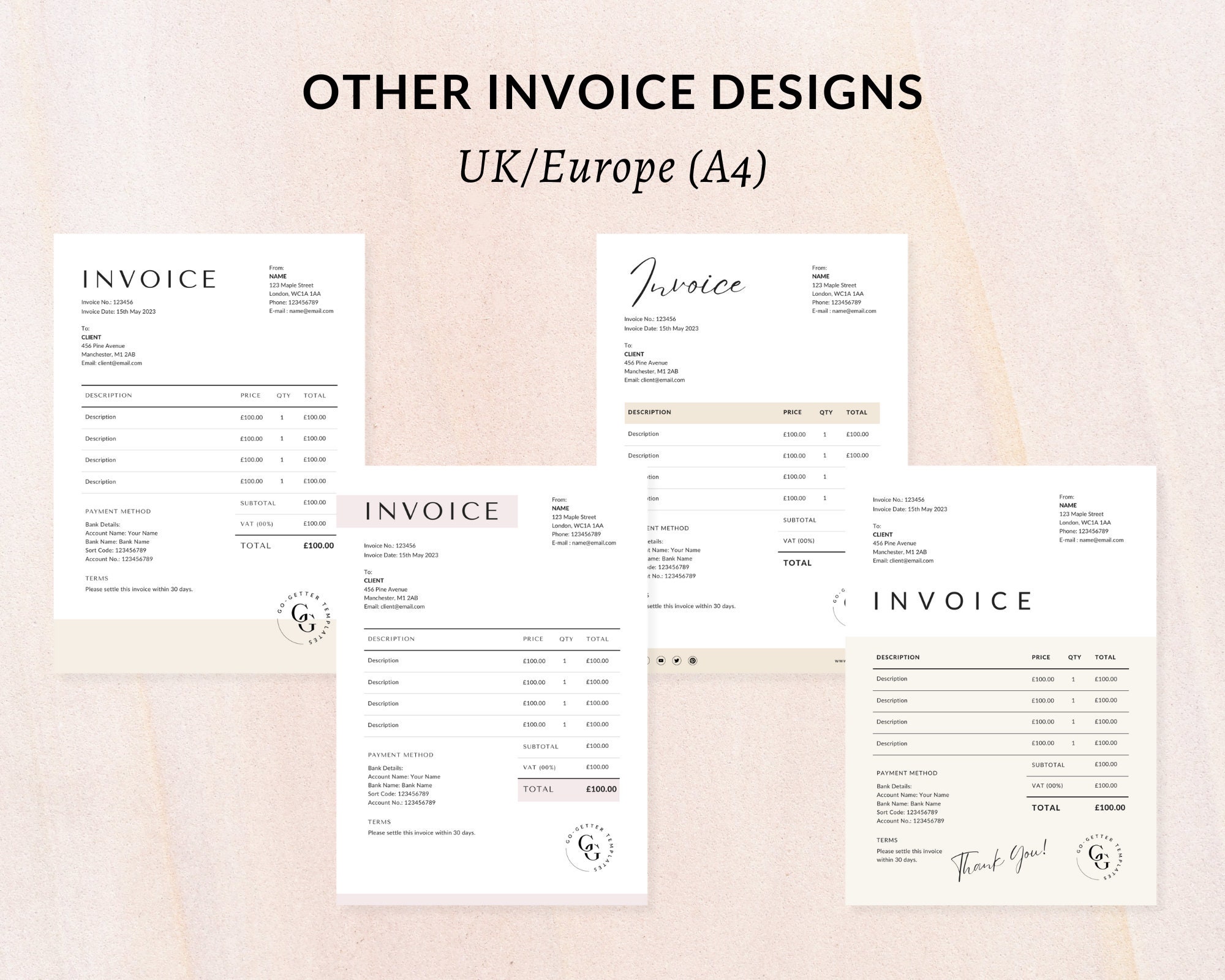 Easy Invoice Template Canva UGC Creator Invoice General Contractor ...