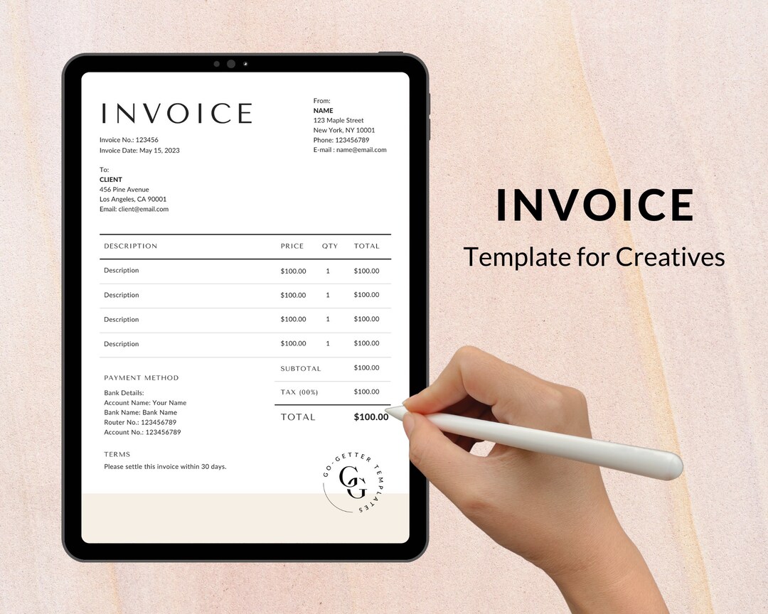 Easy Invoice Template Canva UGC Creator Invoice General Contractor ...