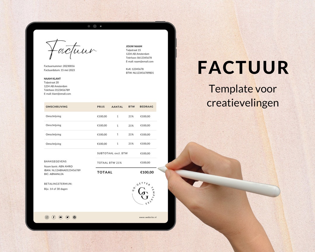 Factuur Template Canva Dutch Invoice Template for Creators Creatives ...