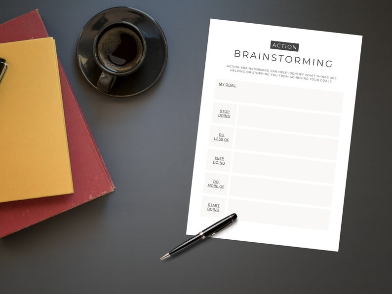 Brainstorming Worksheet, Goal Setting Worksheet, Printable Brainstorming Action Worksheet ...