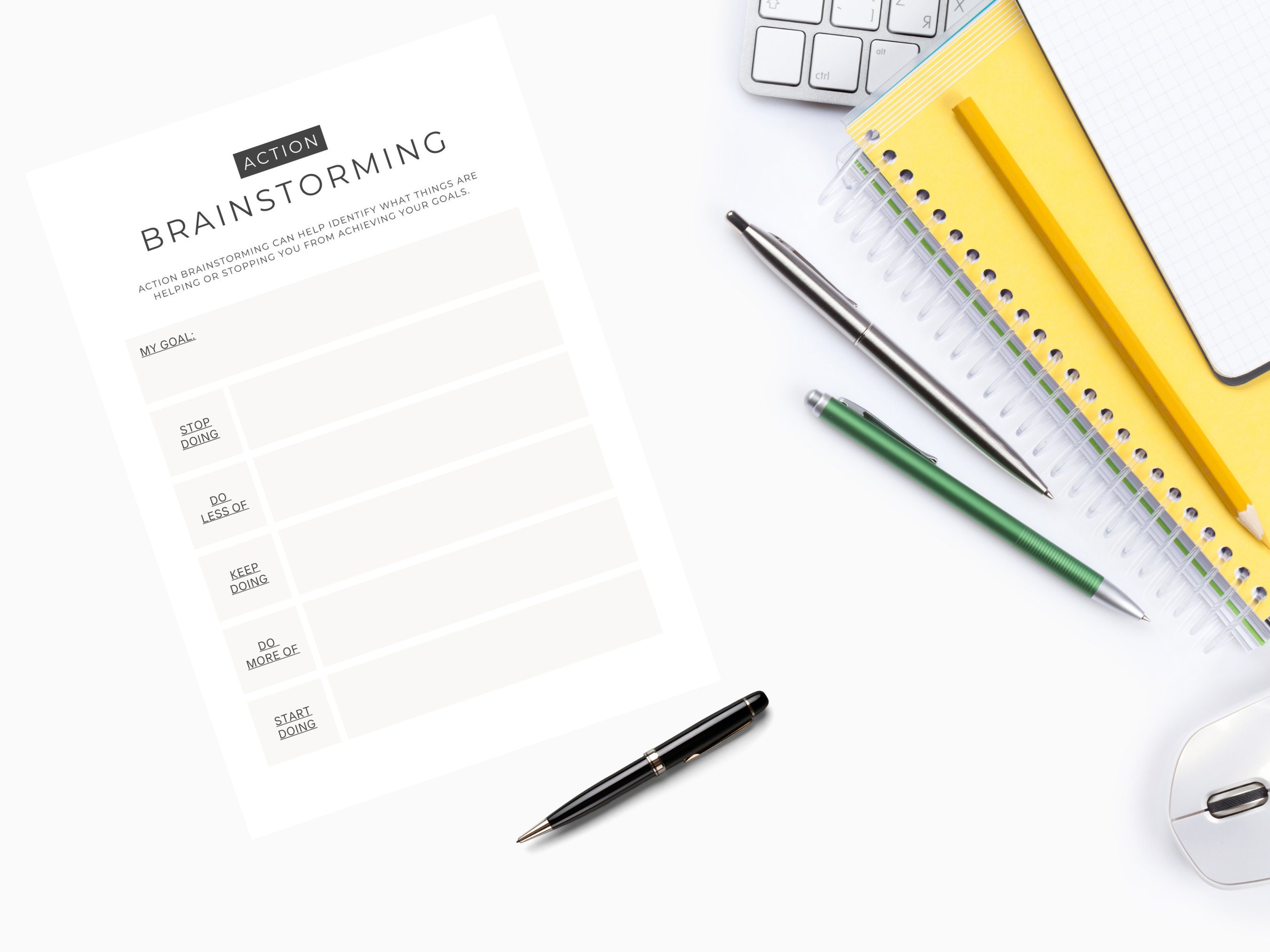 Brainstorming Worksheet, Goal Setting Worksheet, Printable ...