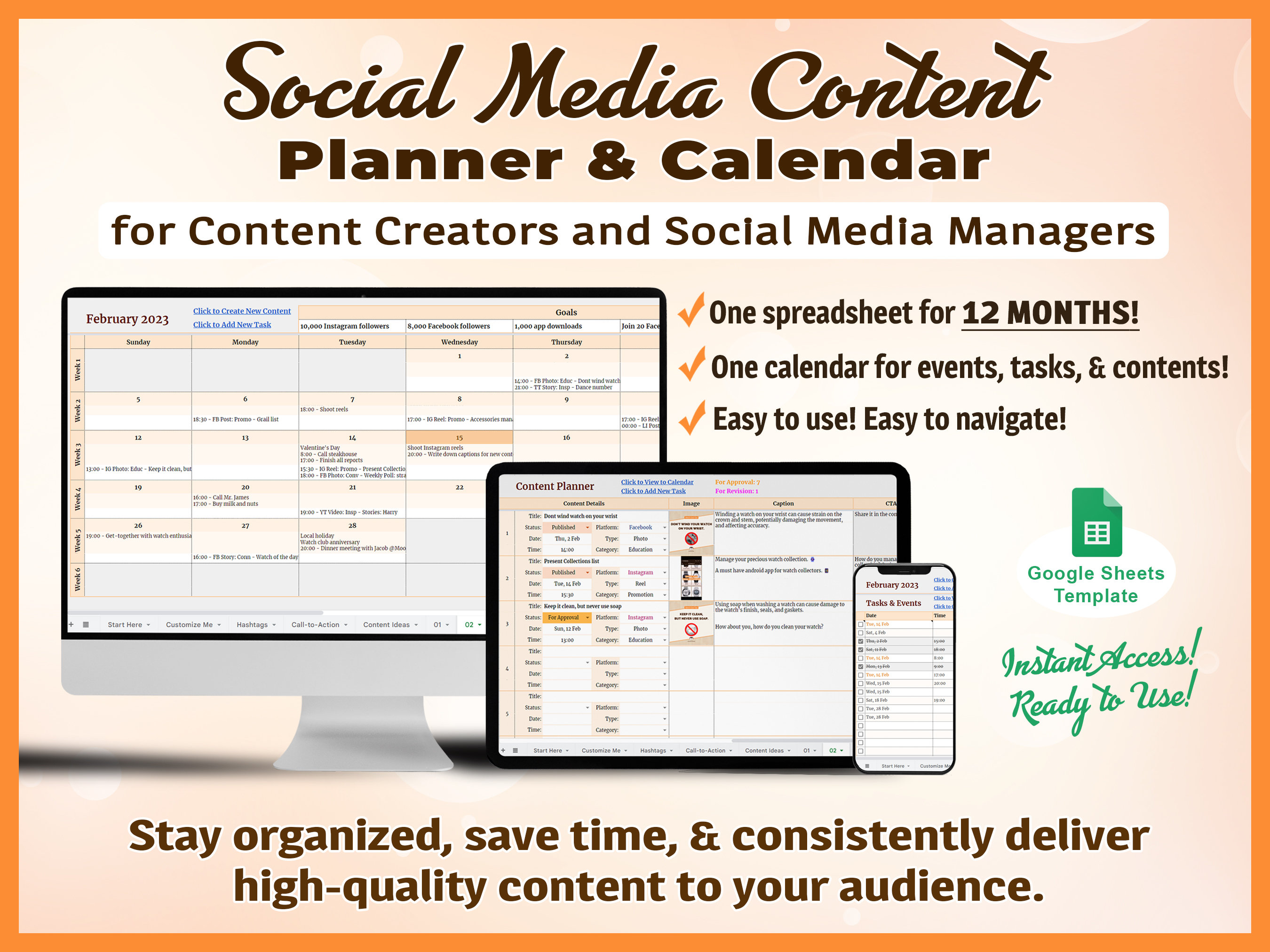 Yearly Social Media Content Planner Calendar for Social Media Managers ...