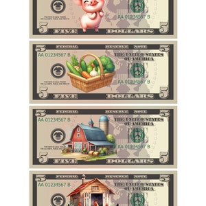 Farm Prop Money - 1, 5, 10, 20, 50 Bills - Etsy