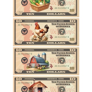Farm Prop Money - 1, 5, 10, 20, 50 Bills - Etsy
