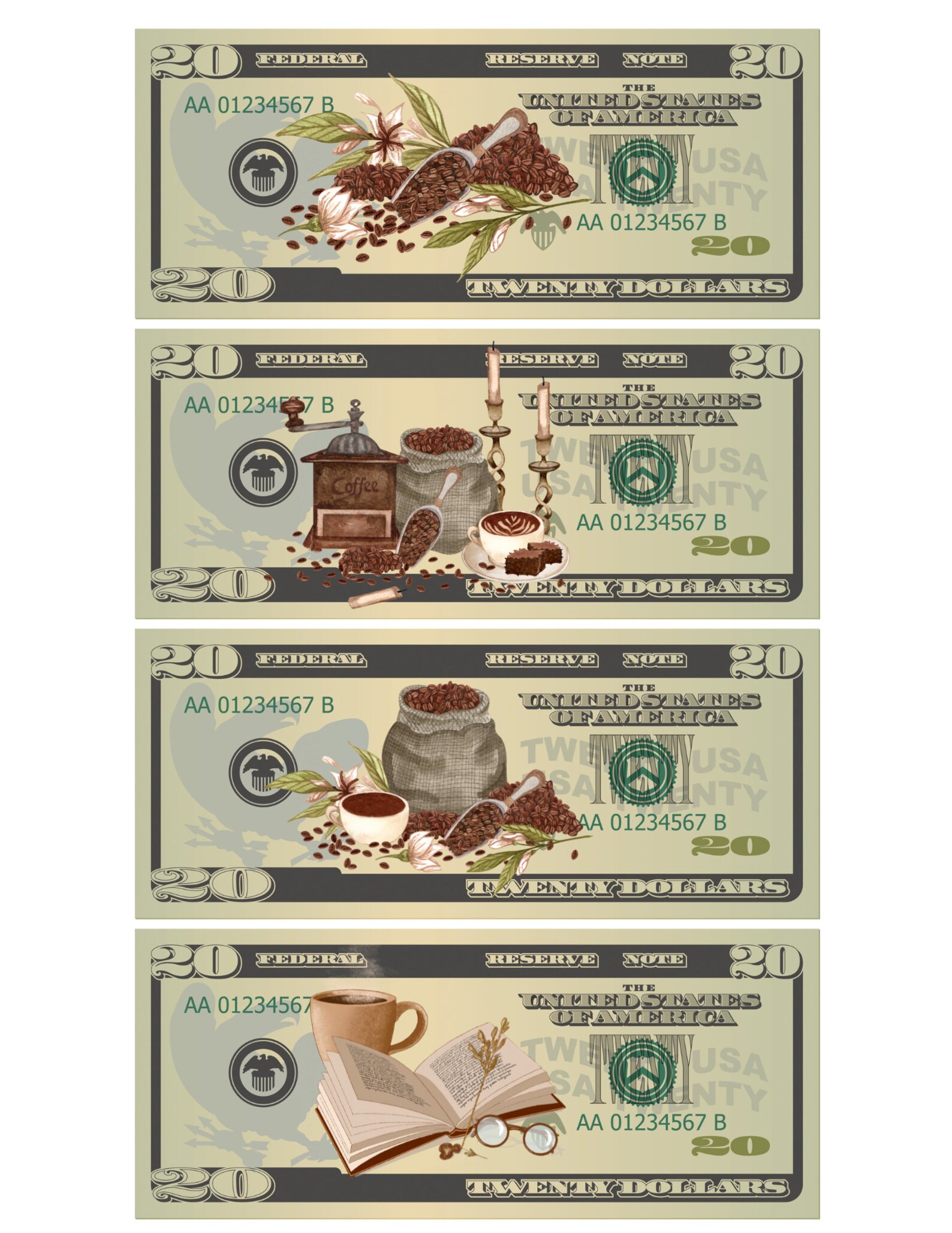 Coffee Prop Money - 1, 5, 10, 20, 50, 100 Bills - Etsy