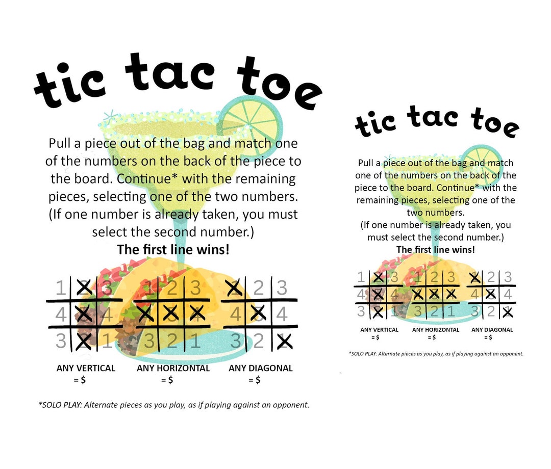 Tic Tac Toe Savings Challenge - Tacos and Margaritas - Etsy
